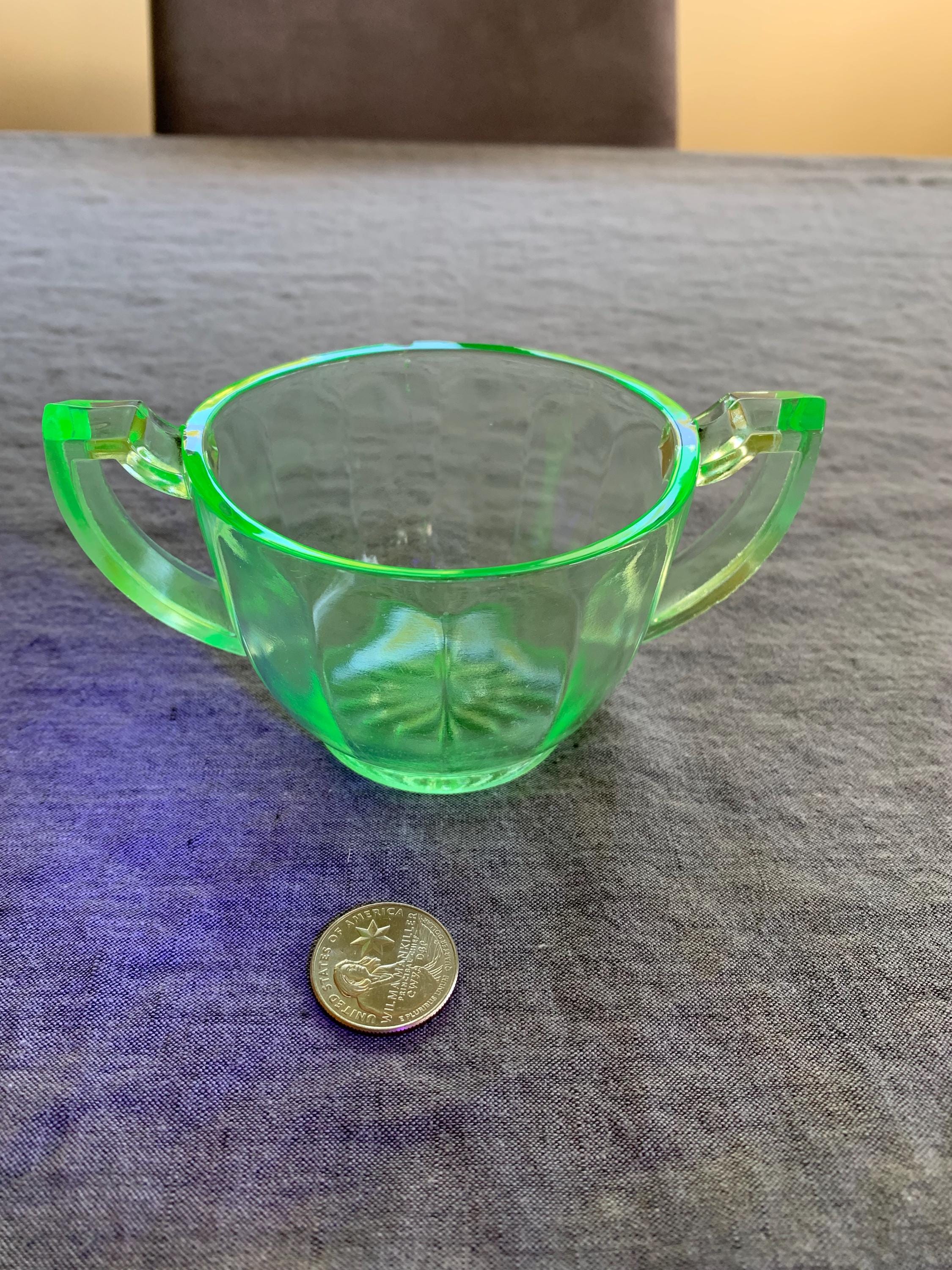 1930s Depression Green Uranium Glass - Single Sugar Bowl - Etsy UK