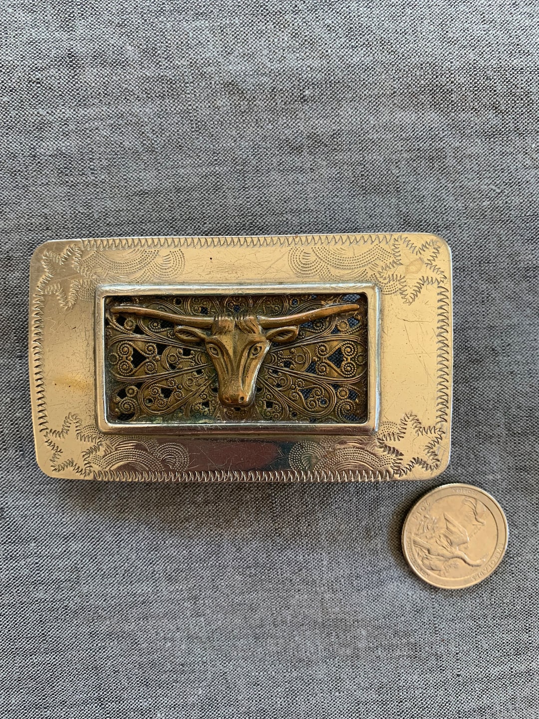 Art Deco Nickel Silver and Copper Belt Buckle - Etsy