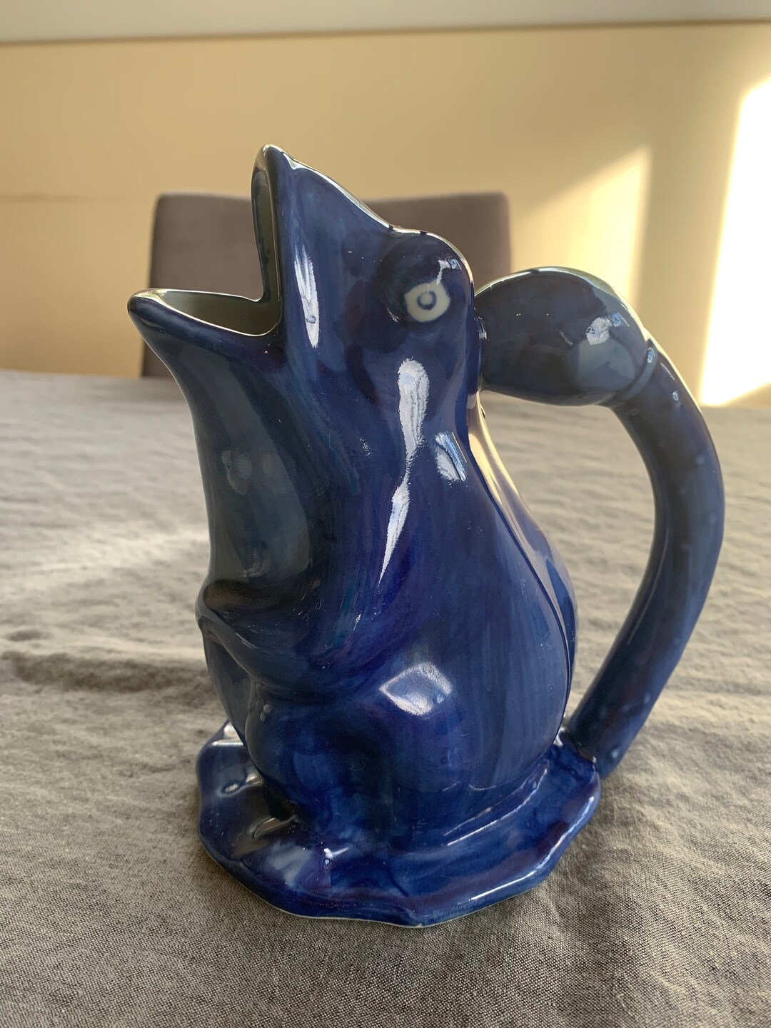 Heavy Porcelain Blue Chinese Frog Pitcher/vase - Etsy