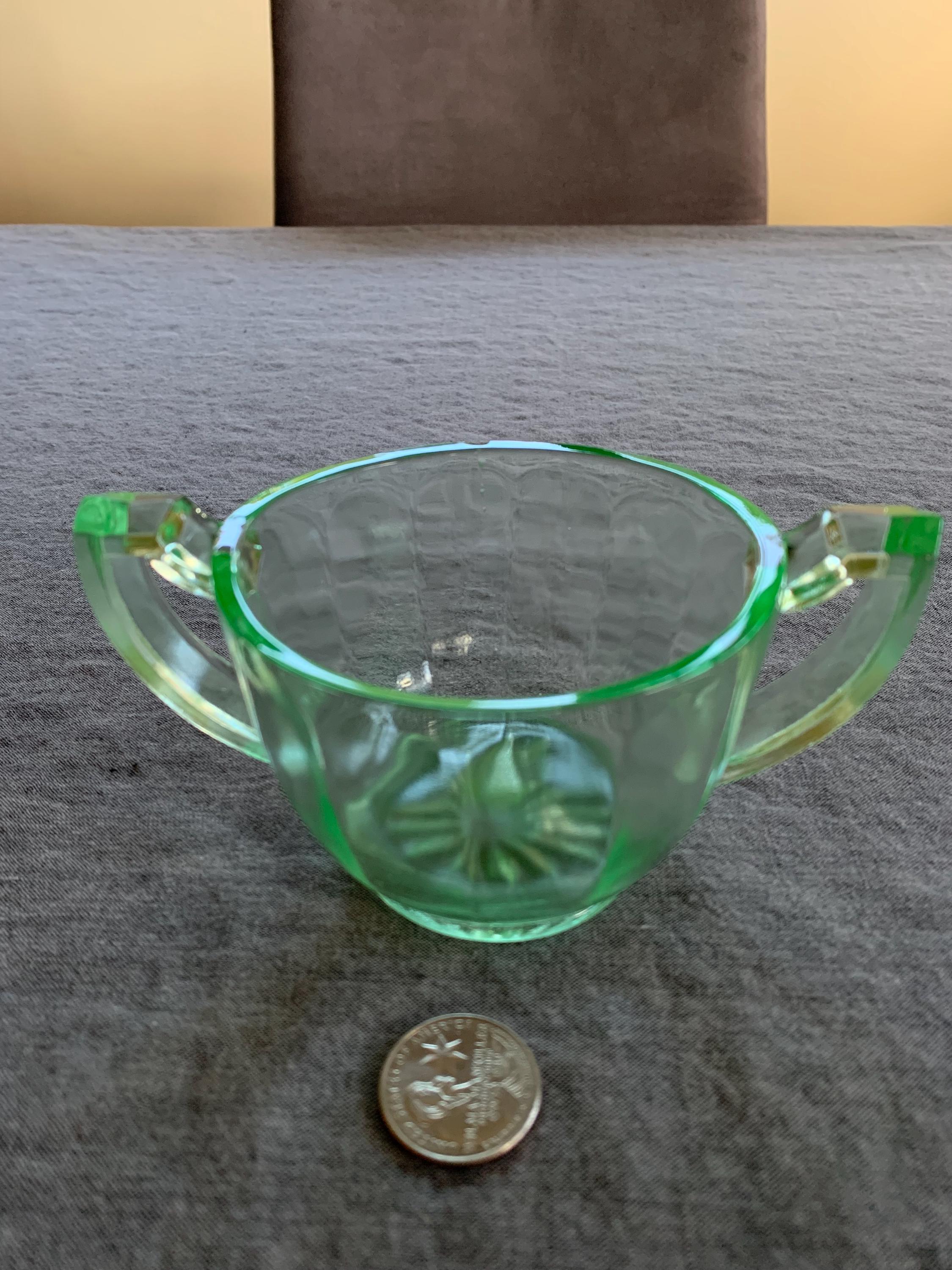 1930s Depression Green Uranium Glass - Single Sugar Bowl - Etsy UK