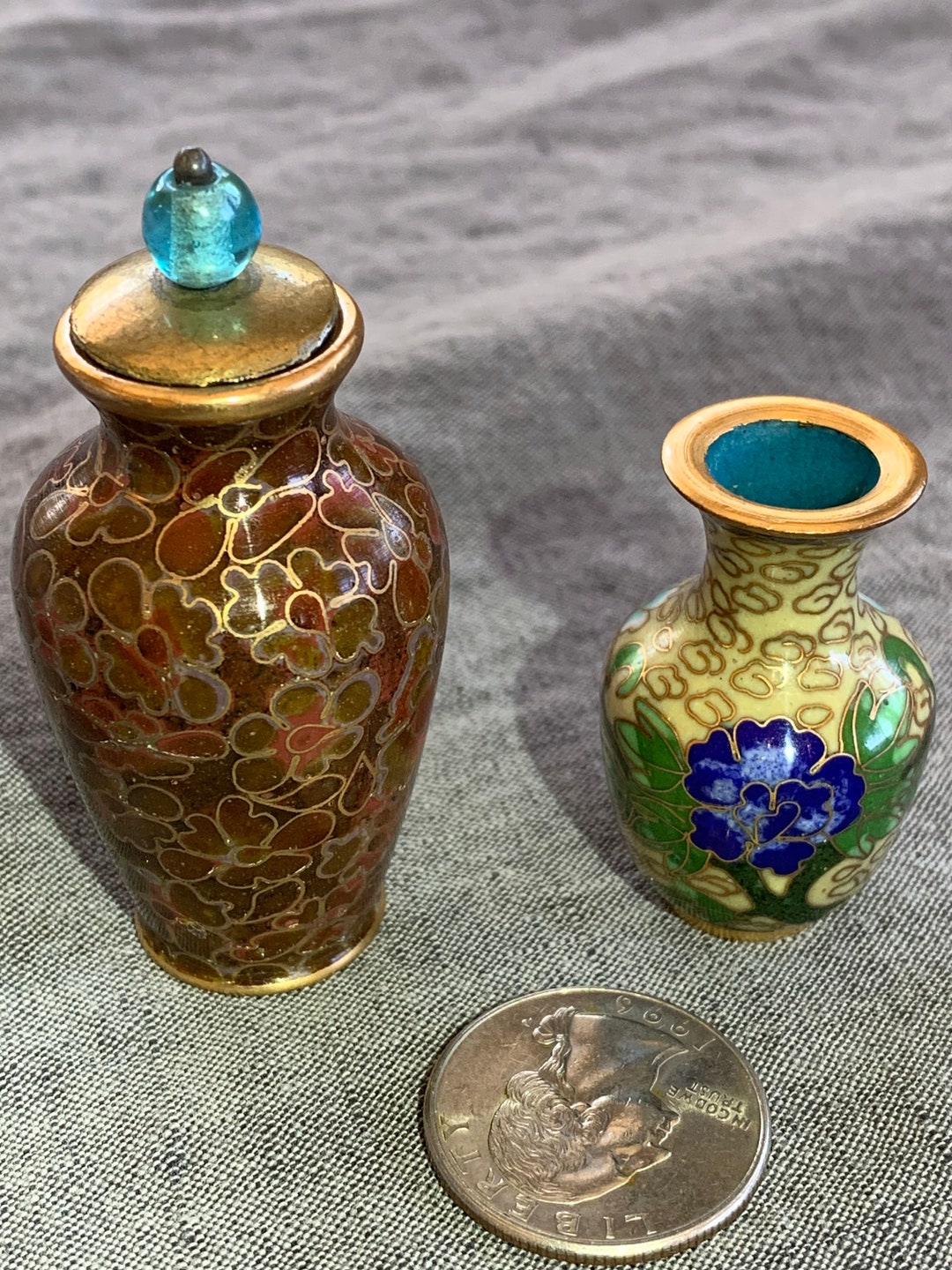 Pair Miniature Cloisonne Vases - Etsy