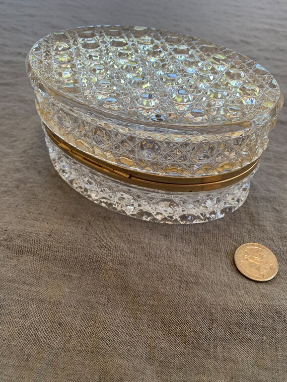 Crystal Jewelry Casket with Brass Trim - Gem