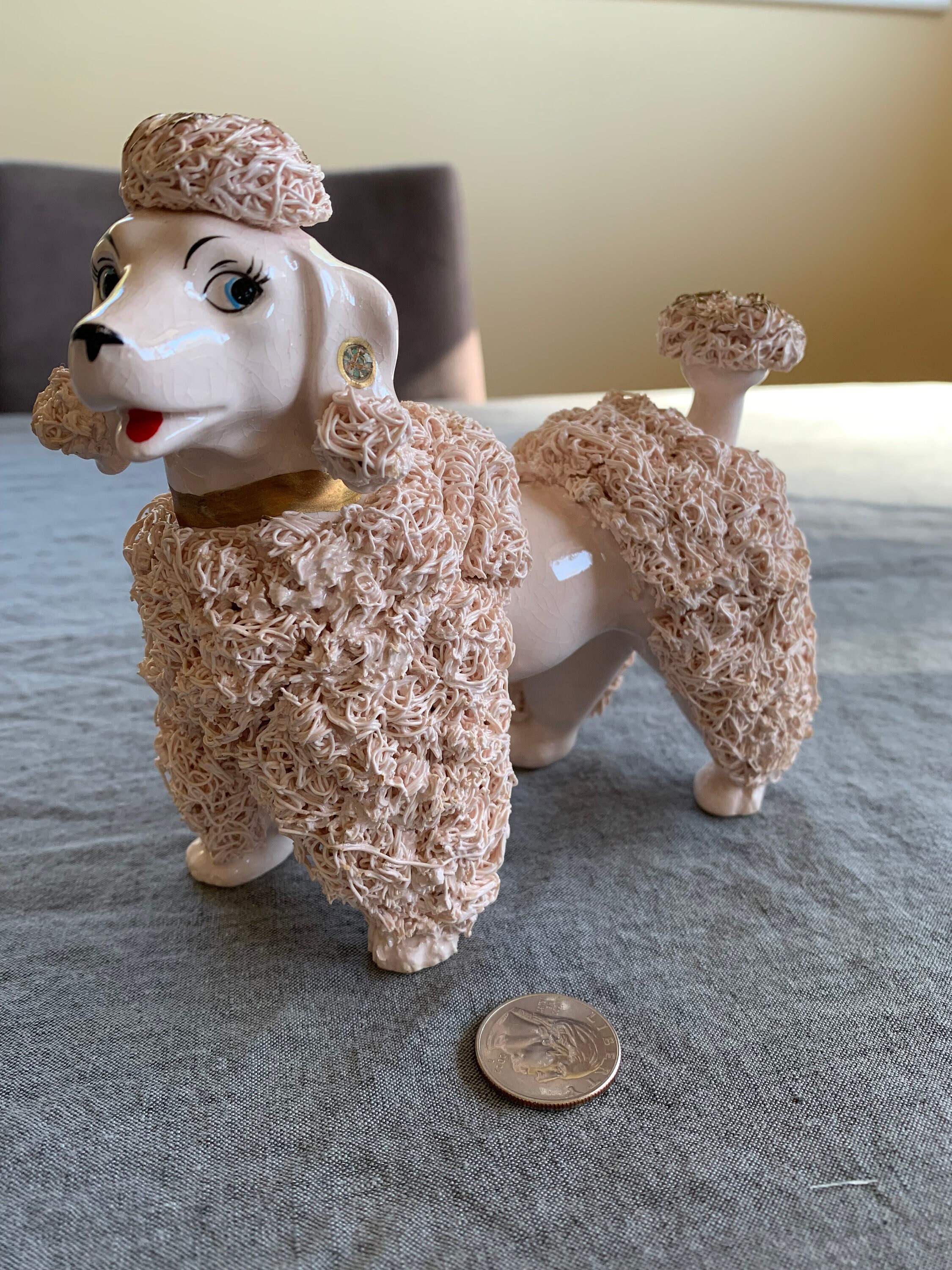 Standing Ceramic Poodles With Rhinestones