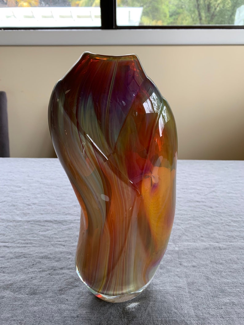 Art Glass Vase Signed Eric Lovell 1977 - Etsy