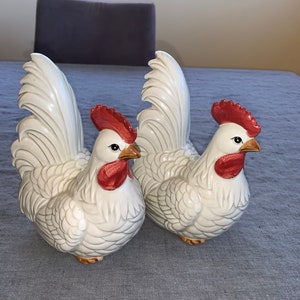 Fitz & Floyd Chicken Figurines Matching Set of Two White Ceramic - Etsy