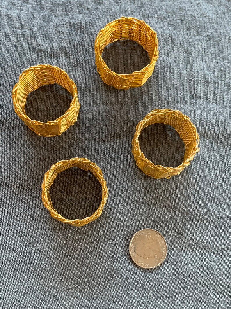 Set of 4 Gold Tone Basket Weave Metal Napkin Rings - Etsy