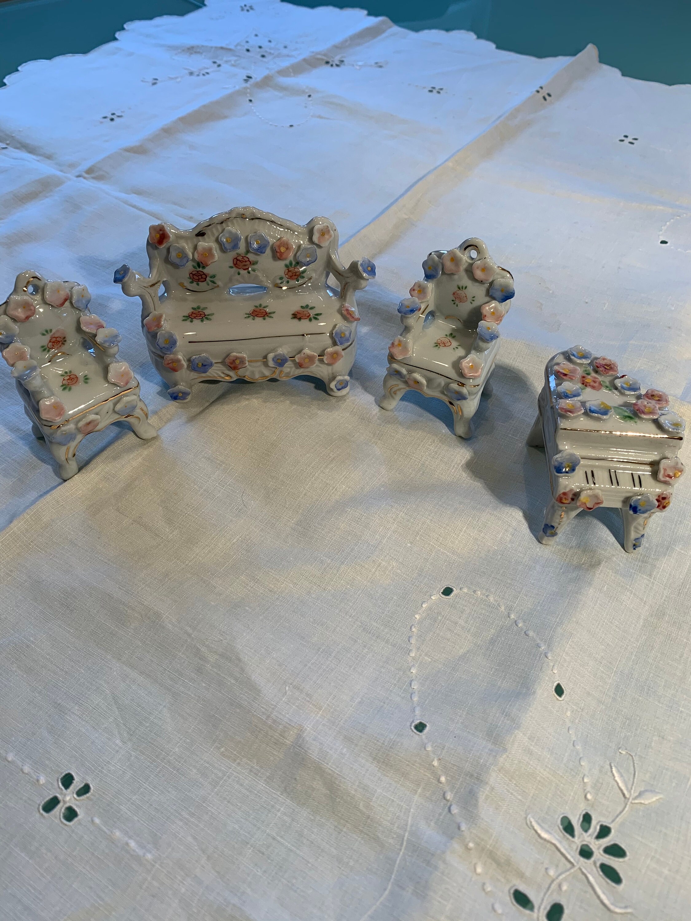 Made in Occupied Japan Miniature Porcelain Furniture Covered - Etsy