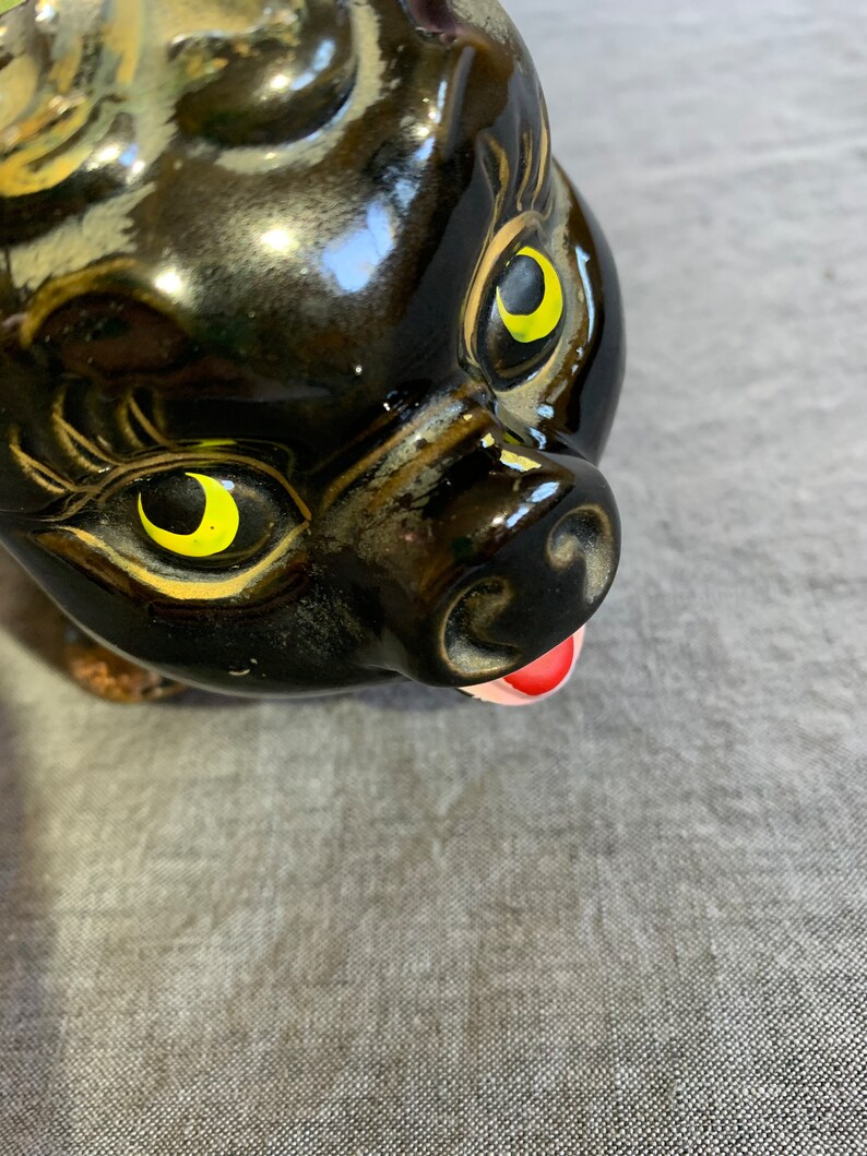 Black Ceramic Piggy Bank 1930s - Etsy