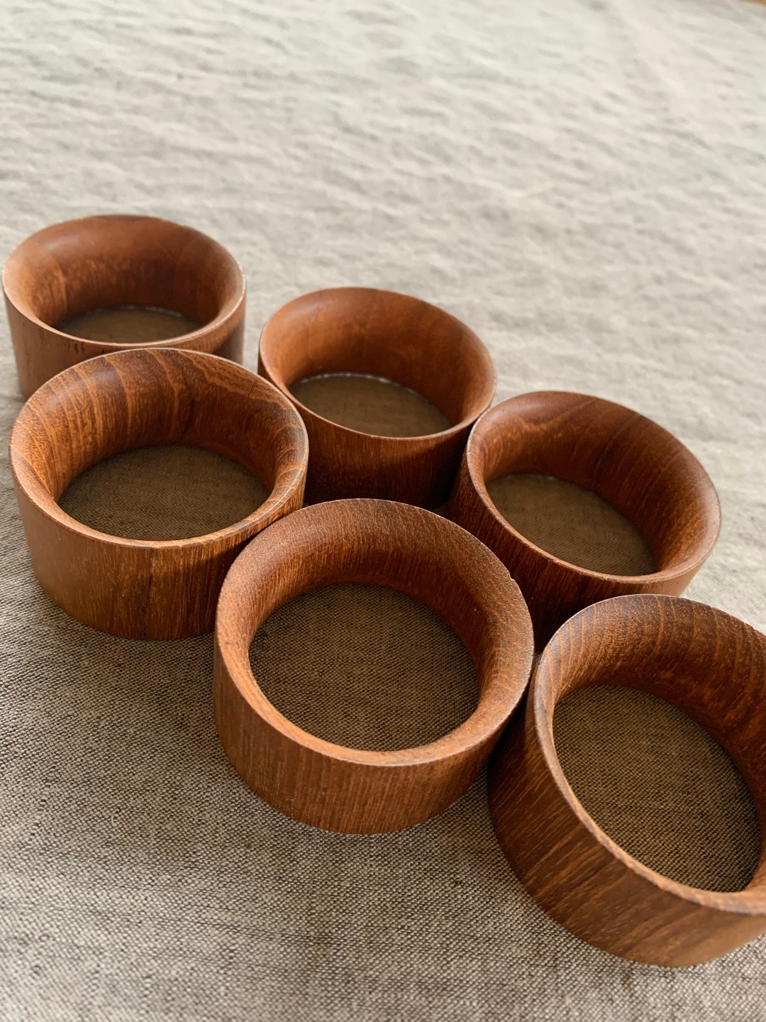 Set of 6 Teak MCM Napkin Rings - Etsy