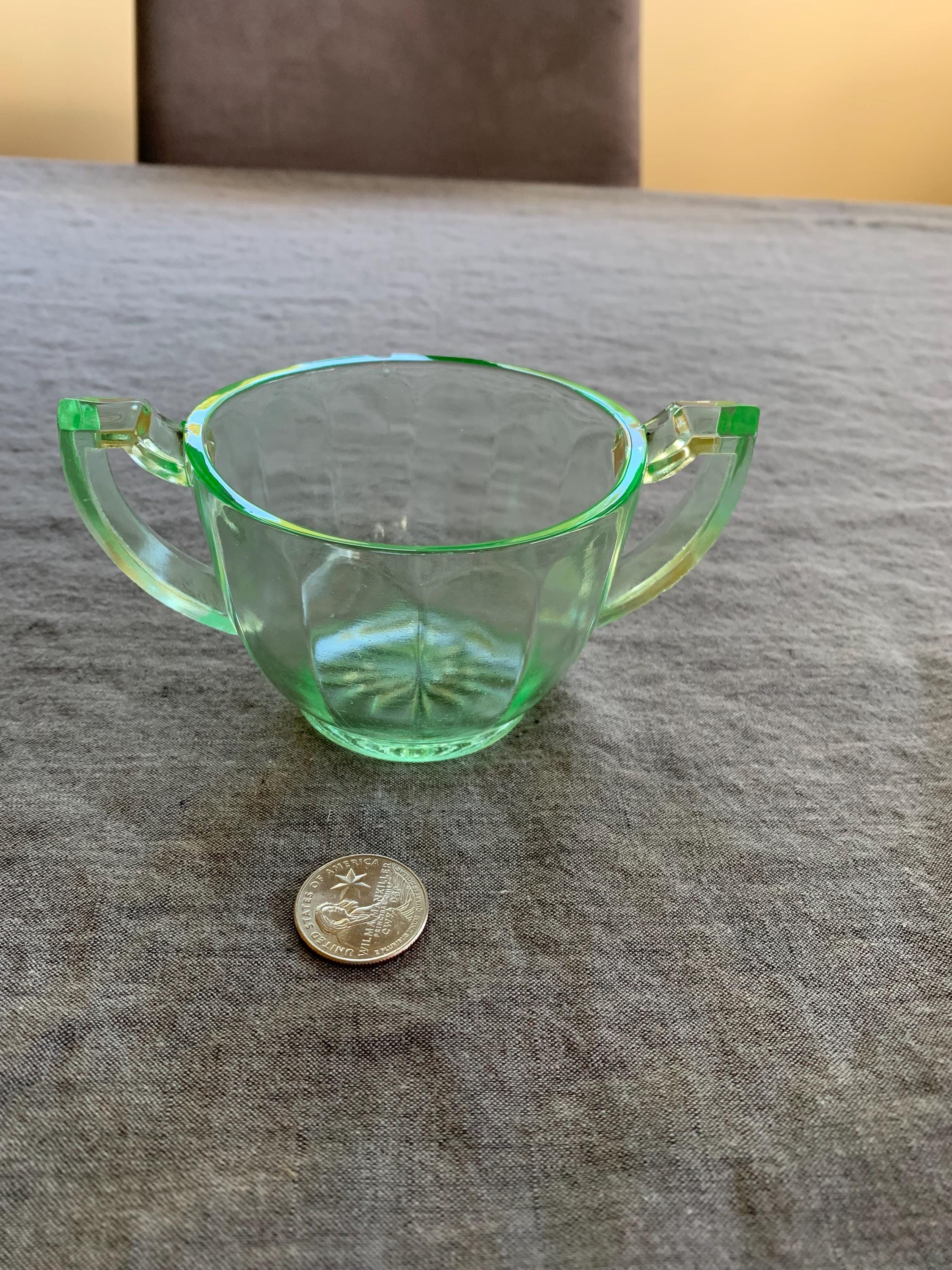 1930s Depression Green Uranium Glass - Single Sugar Bowl - Etsy UK