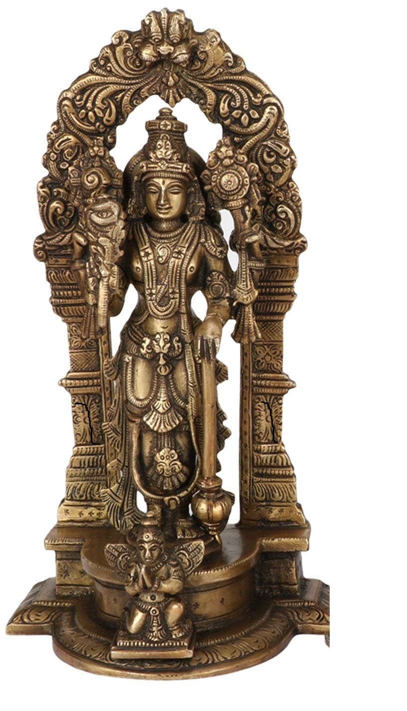 Brass Lord Bhagwan Vishnu Narayan Statue Idol Murti Holding Etsy