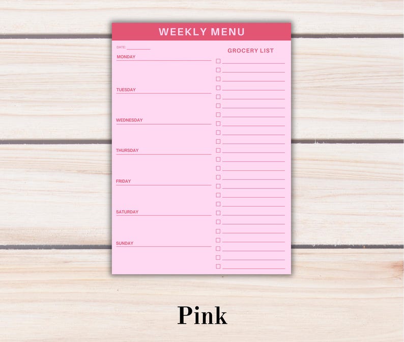 A5 Weekly Meal Planner, Grocery List Pad, Menu Planner, Kitchen ...
