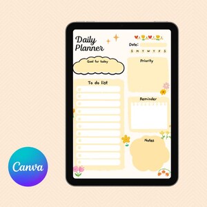 Pastel Floral Daily Planner Printable | A4 A5 Canva Template (instant ...