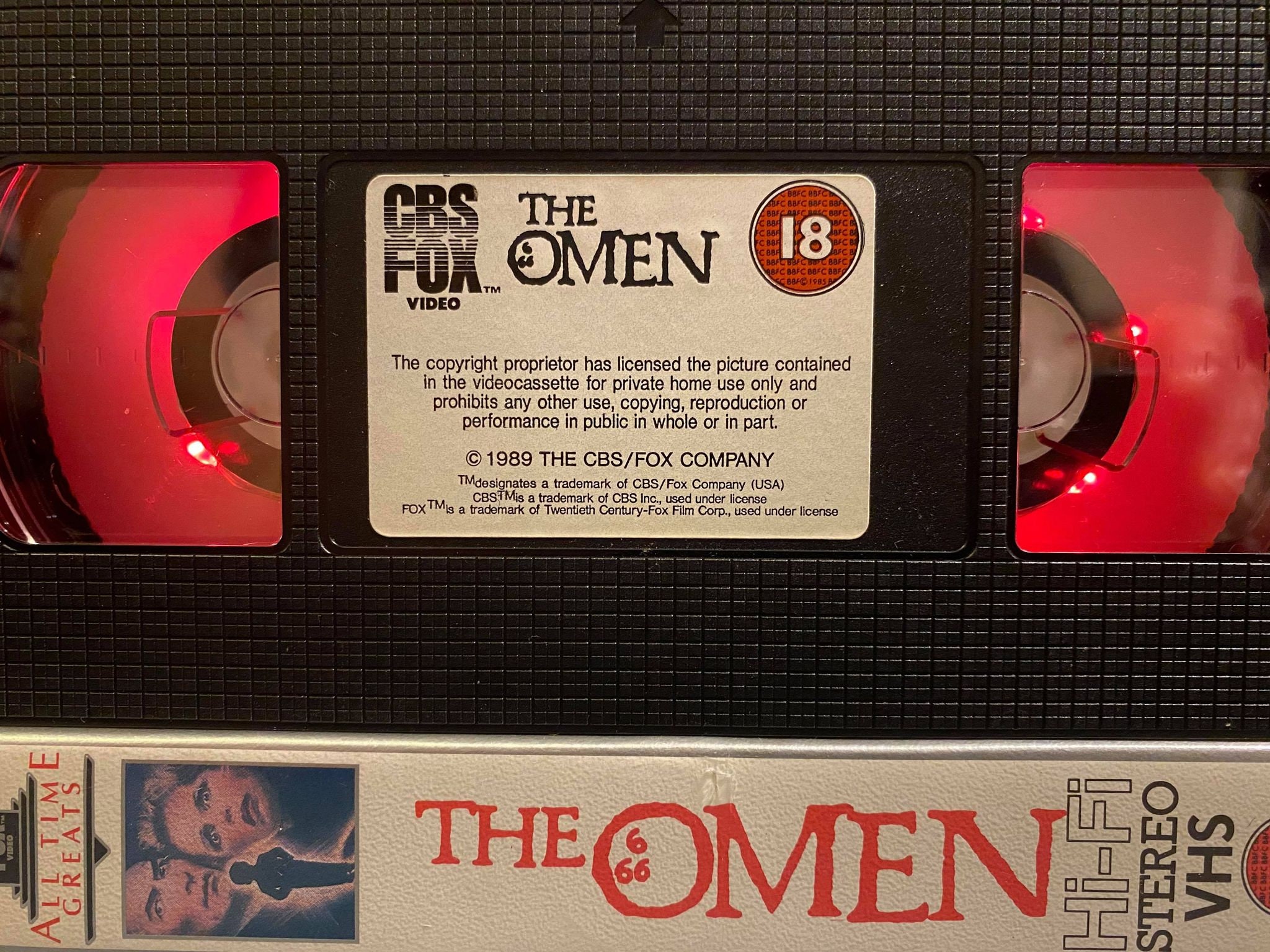 The Omen VHS Video Tape Light W/ Original Box Horror Movie Novelty Gift ...