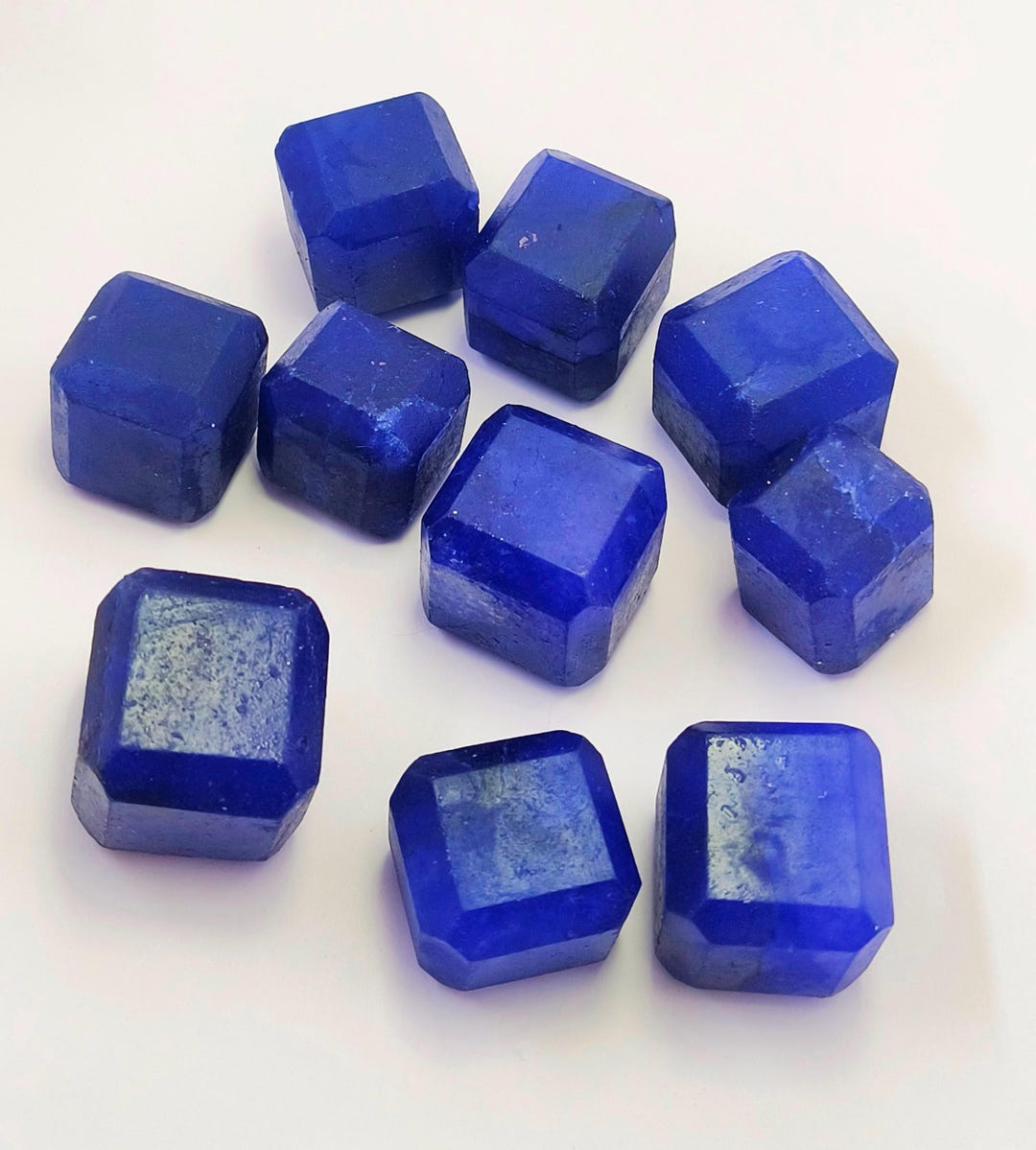 Natural Blue Beryl (maxixe) Cube Cut Shape Loose Gemstone Lot Genuine ...