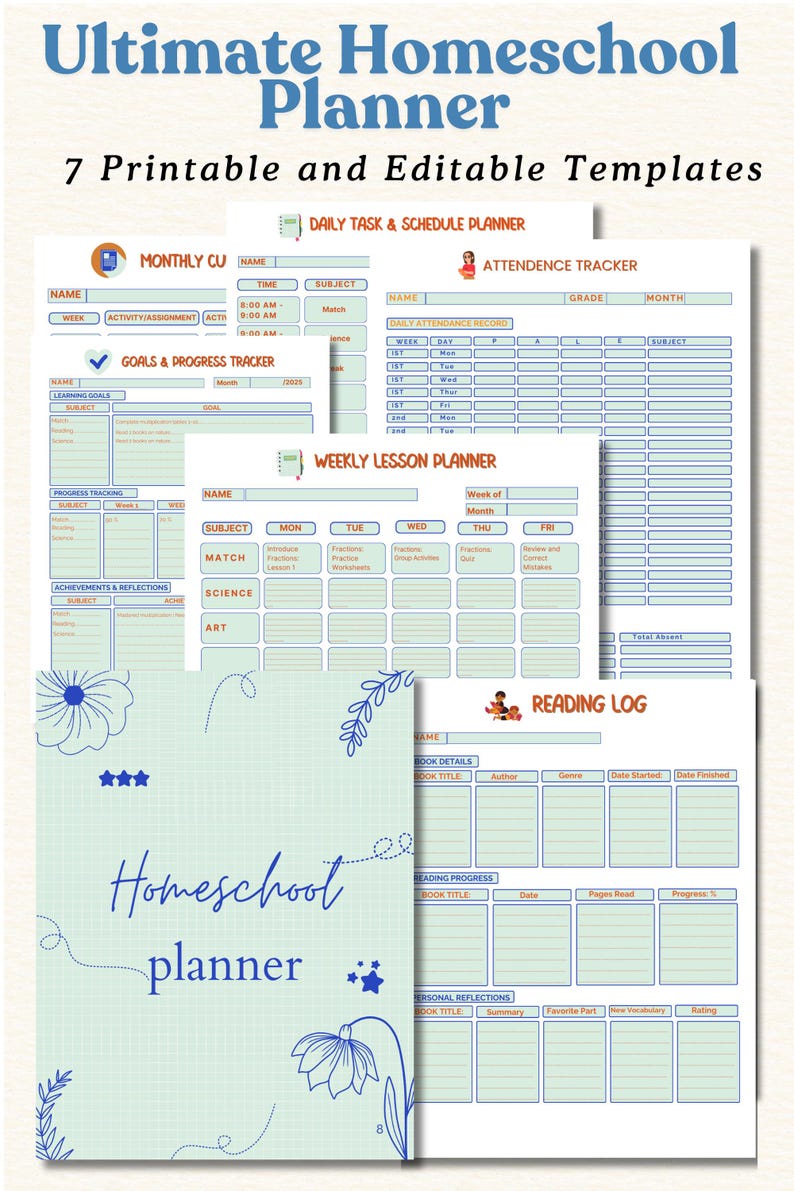 Ultimate Homeschool Planner Bundle | 7 Editable Templates | Weekly ...