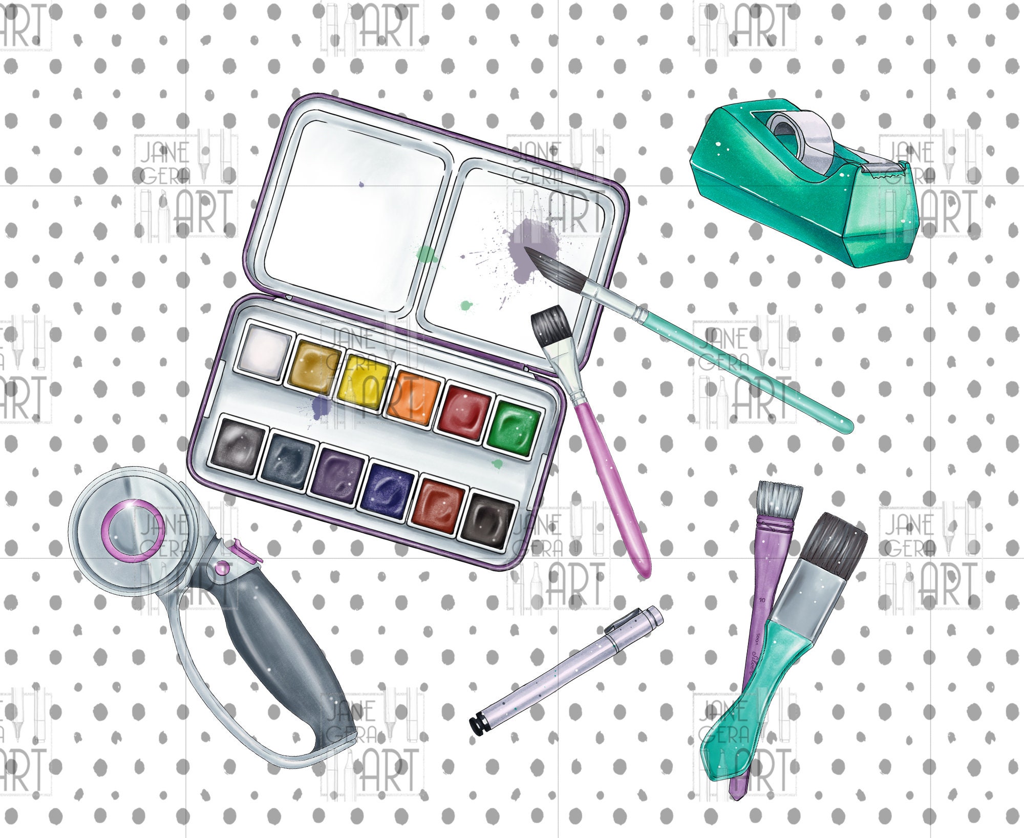 Craft Supplies Clipart Crafting Tools Clip Art Digital - Etsy