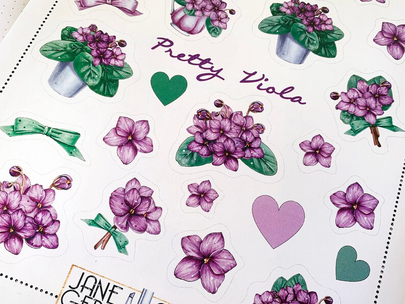 Violet Flower Stickers Printable Planner Stickers Cricut | Etsy