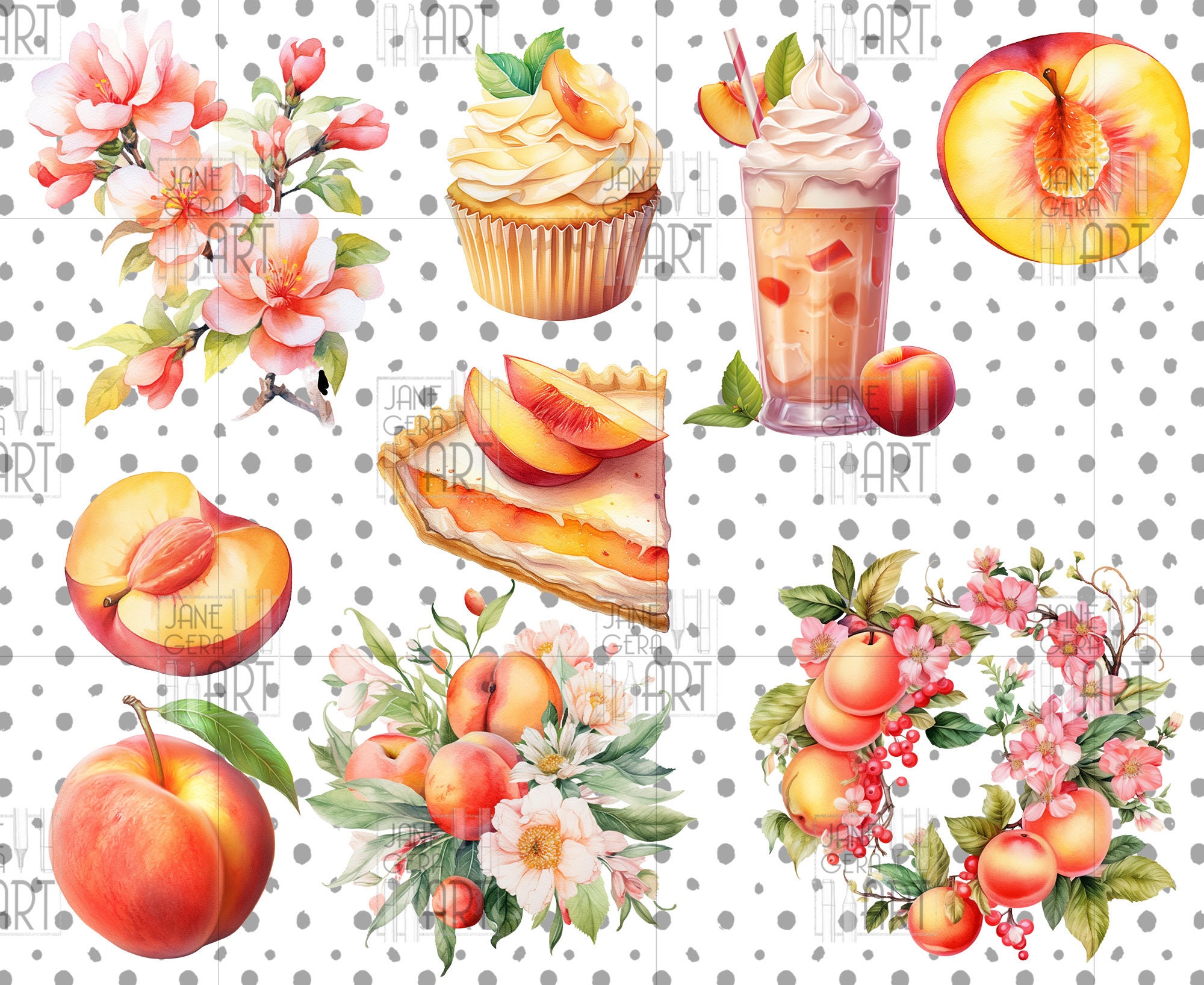 Peaches Clipart Fruit Clip Art PNG Food Clip Art Digital - Etsy