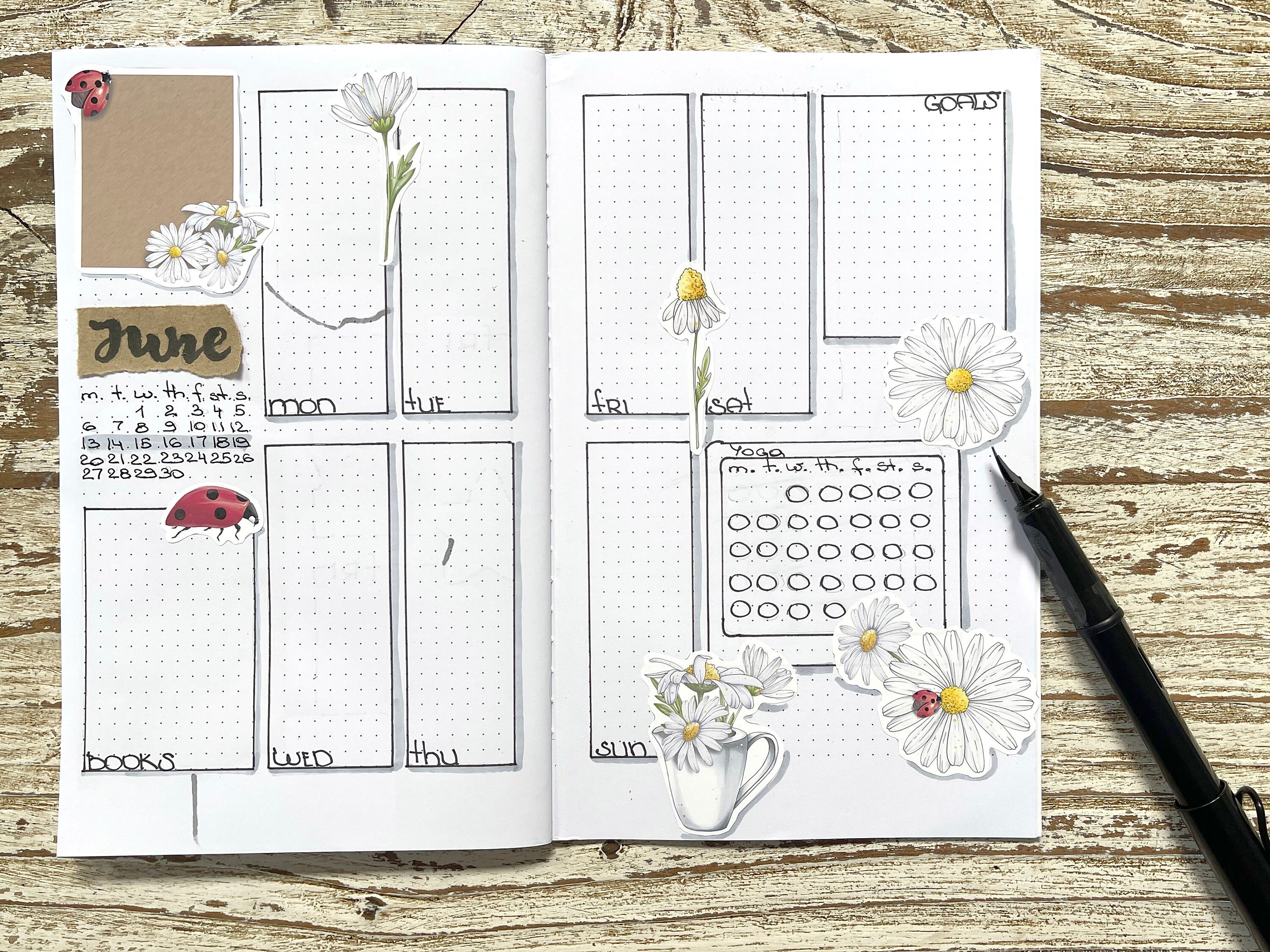 Daisy Flower Planner Stickers Printable Floral Bujo Stickers - Etsy