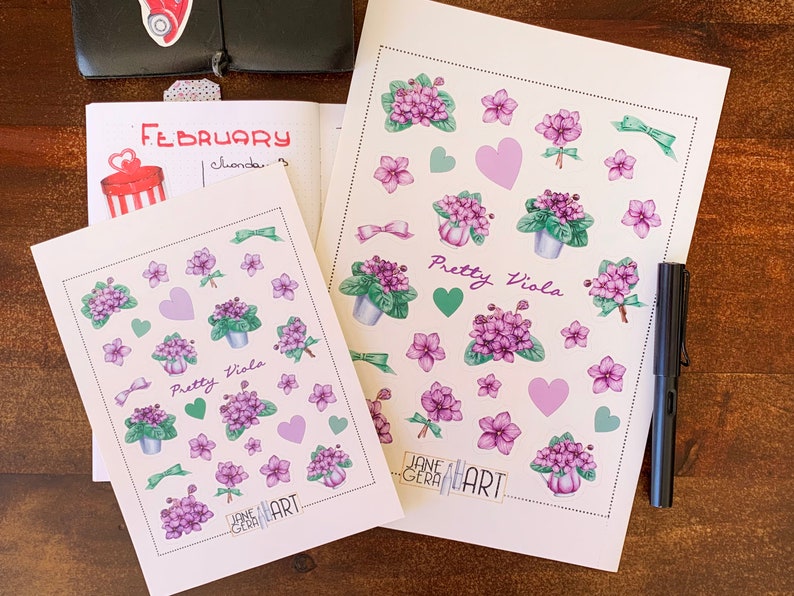Violet Flower Stickers Printable Planner Stickers Cricut | Etsy