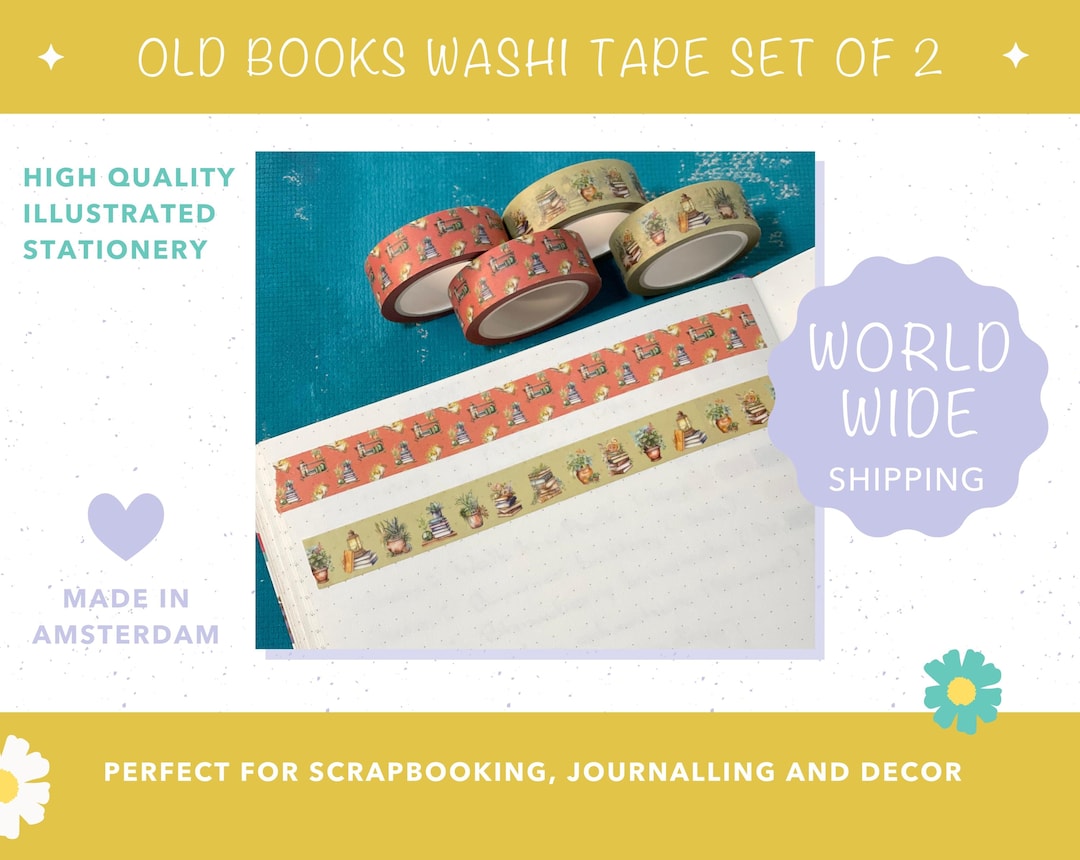 Old Books Washi Tape Set Planner and Journalling Supplies - Etsy