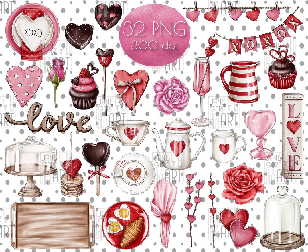 Valentines PNG Clip Art Love Clipart Romantic Breakfast Digital ...