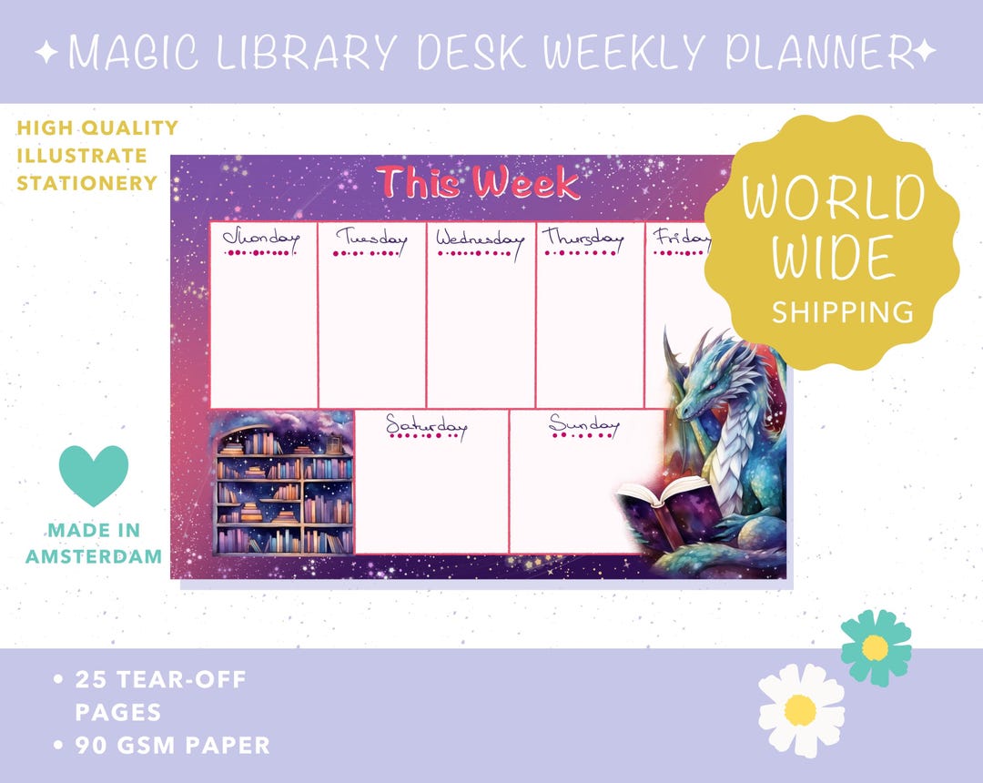 Magic Library Weekly Planner Notepad A4 Illustrated Stationery - Etsy