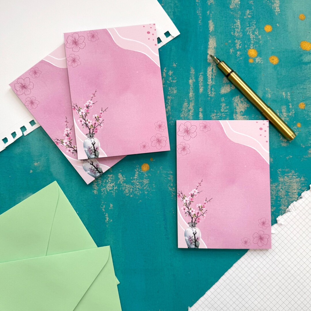 Sakura Blossoms A6 Notepad – Aesthetic Stationery for Journaling ...