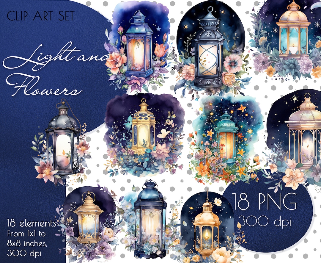 Watercolor Fantasy Lantern Clipart Fairy PNG Clip Art Digital Download ...