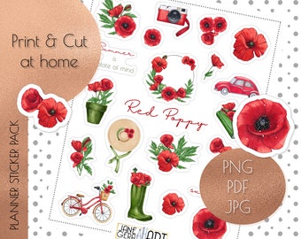 Vinyl Poppy Sticker // Glossy Finish // Decoration // Planner - Etsy UK