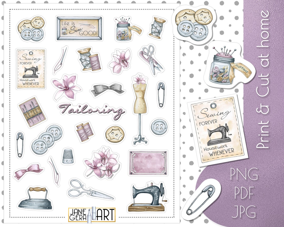 Sewing Machine PNG Printable Stickers Planner Stickers Cricut Designs ...