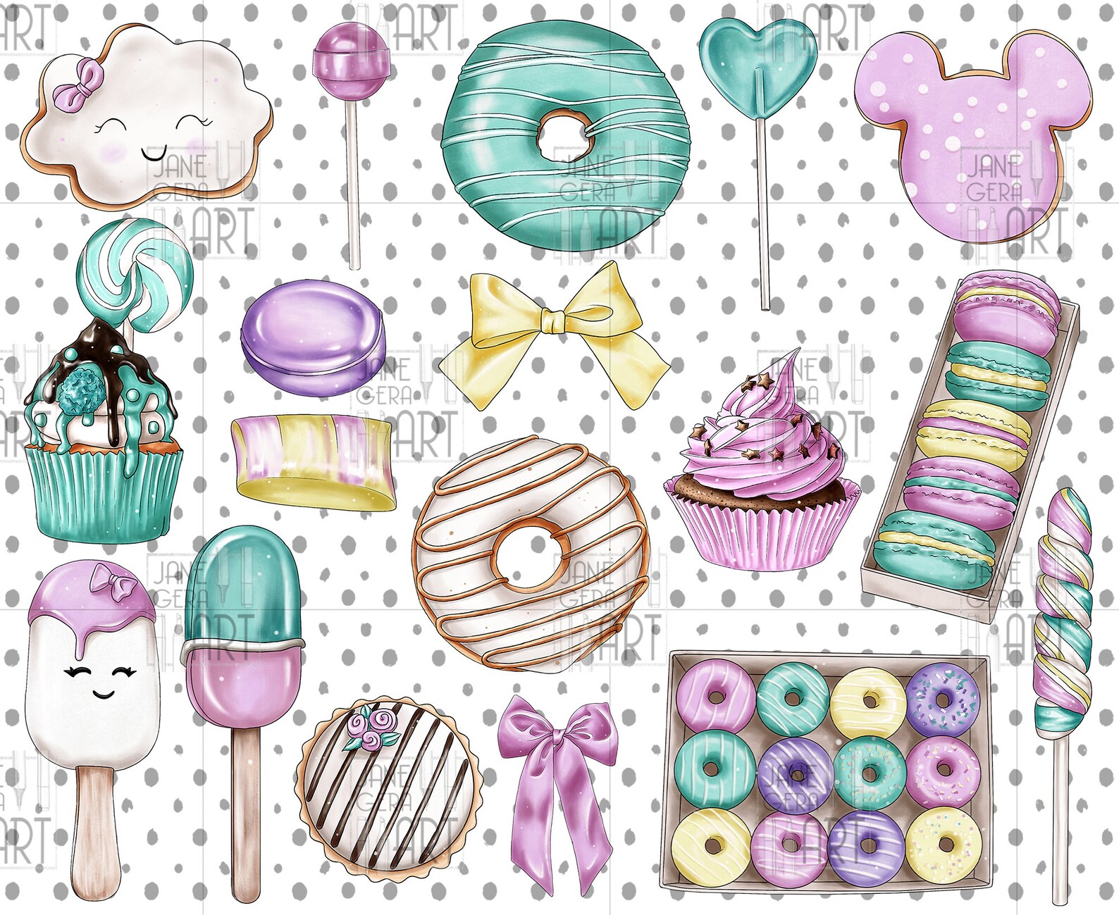 Cute Sweets Clipart Food Clip Art PNG Digital Downloads - Etsy