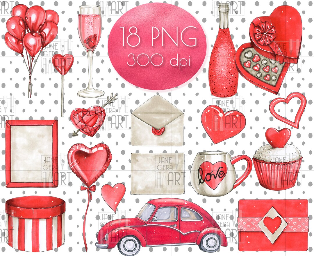 Love Clipart Valentines Day PNG Clip Art Digital Download - Etsy