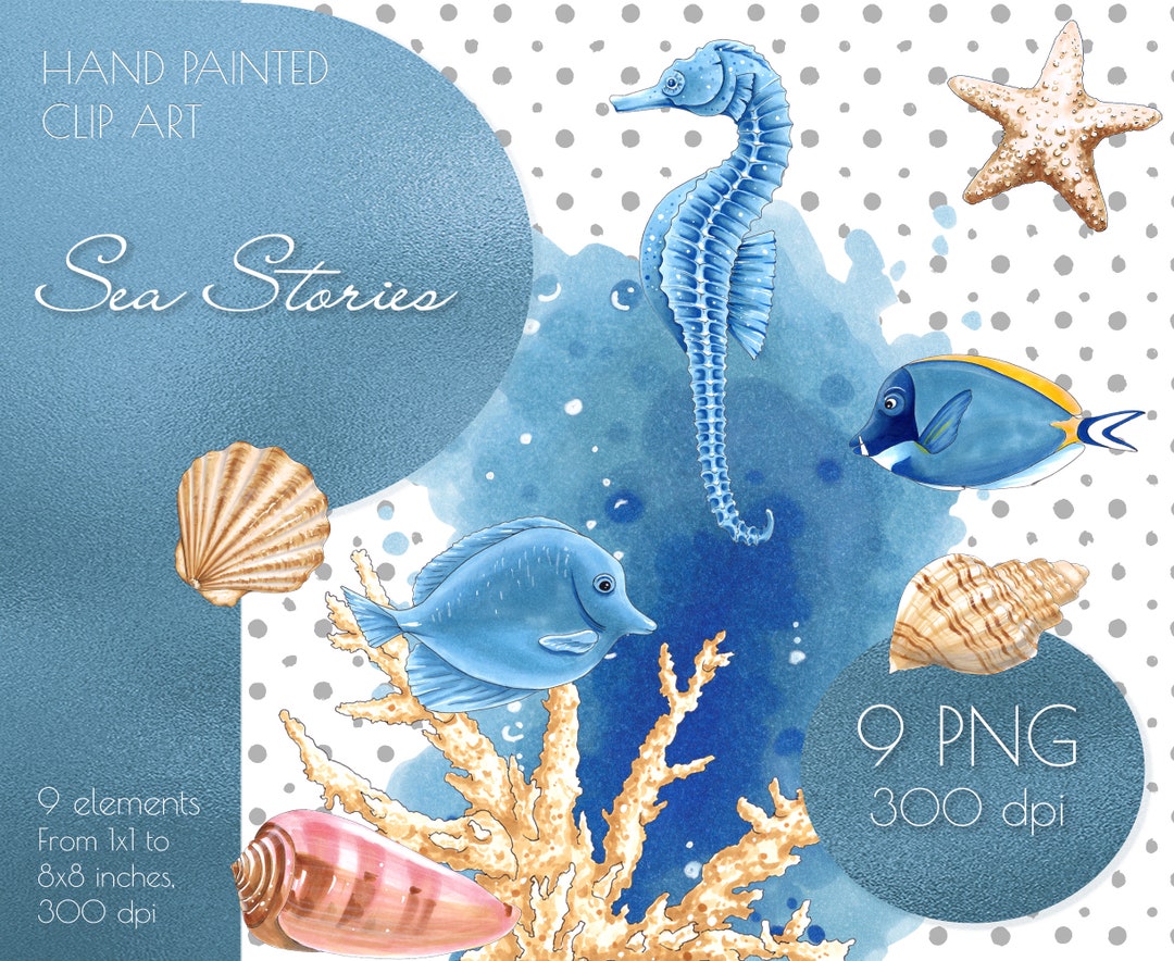 Ocean Clipart Fish PNG Clip Art Bundle Digital Download - Etsy