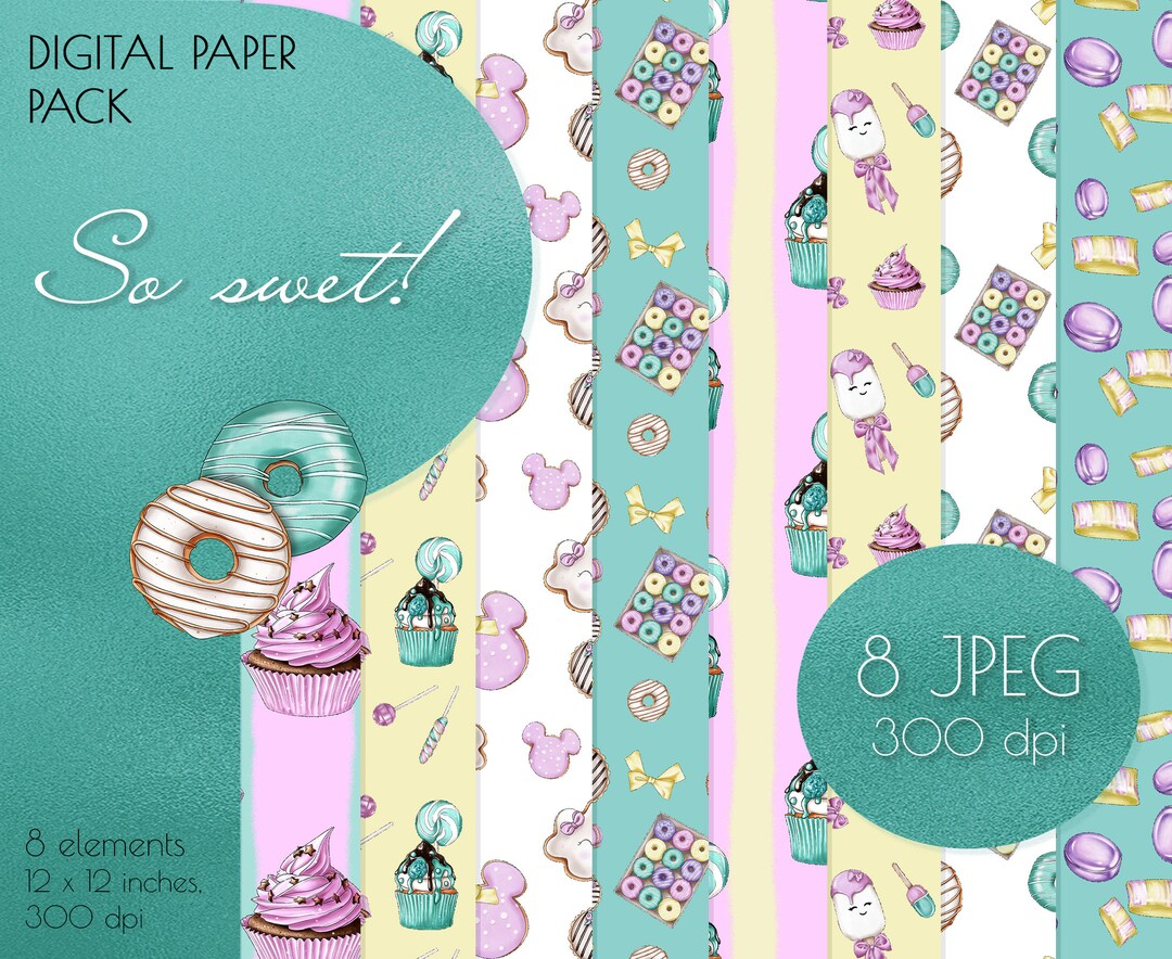 Cute Sweets Digital Paper Doughnuts Seamless Pattern Digital Download ...