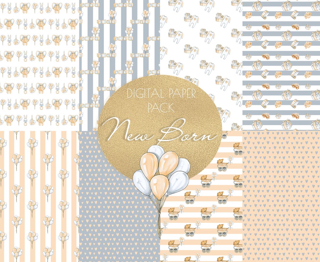 Baby Shower Digital Paper Newborn Baby Seamless Pattern - Etsy