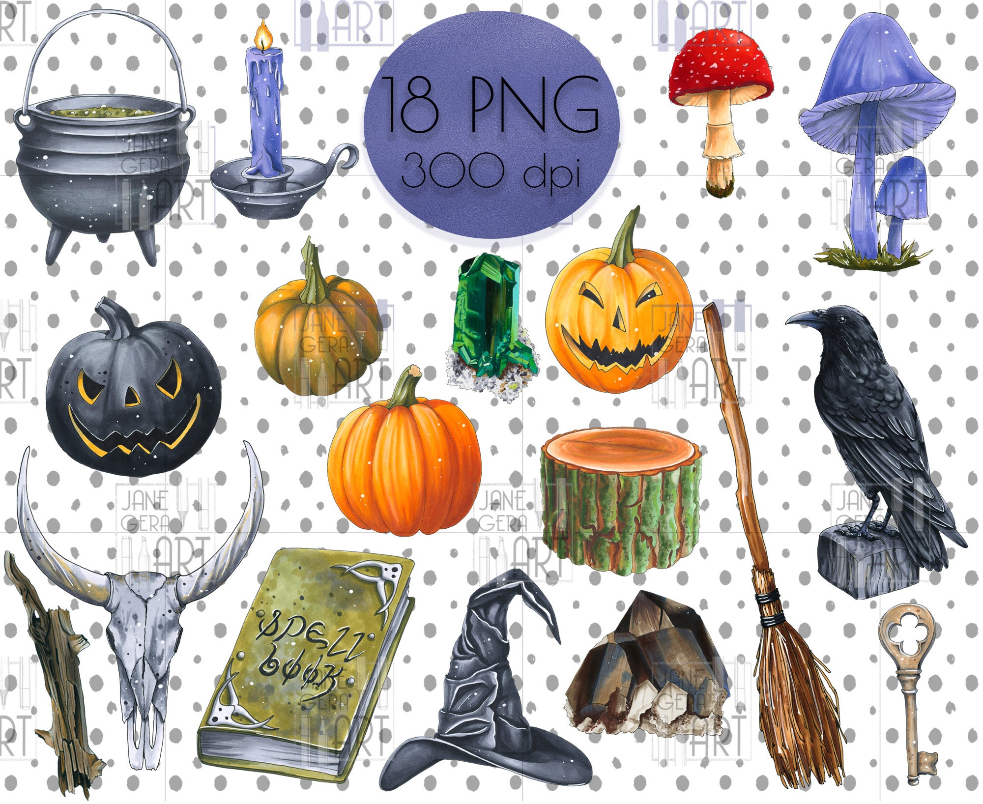 Witchy Clip Art PNG Halloween Clipart Digital Download - Etsy