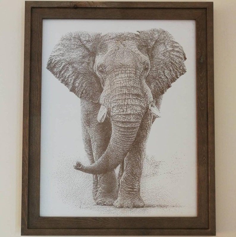 Laser Engraved Elephant With Frame | Etsy
