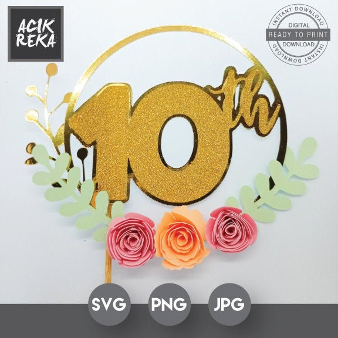 Birthday Frame Cake Topper, Anniversary Cake Topper, Cake Topper SVG ...