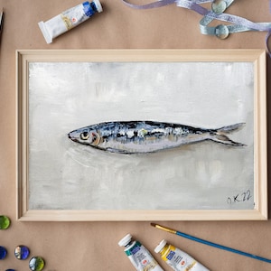 Sardine Art PRINT Painting Sardines Still Life Oil Painting Miniature ...