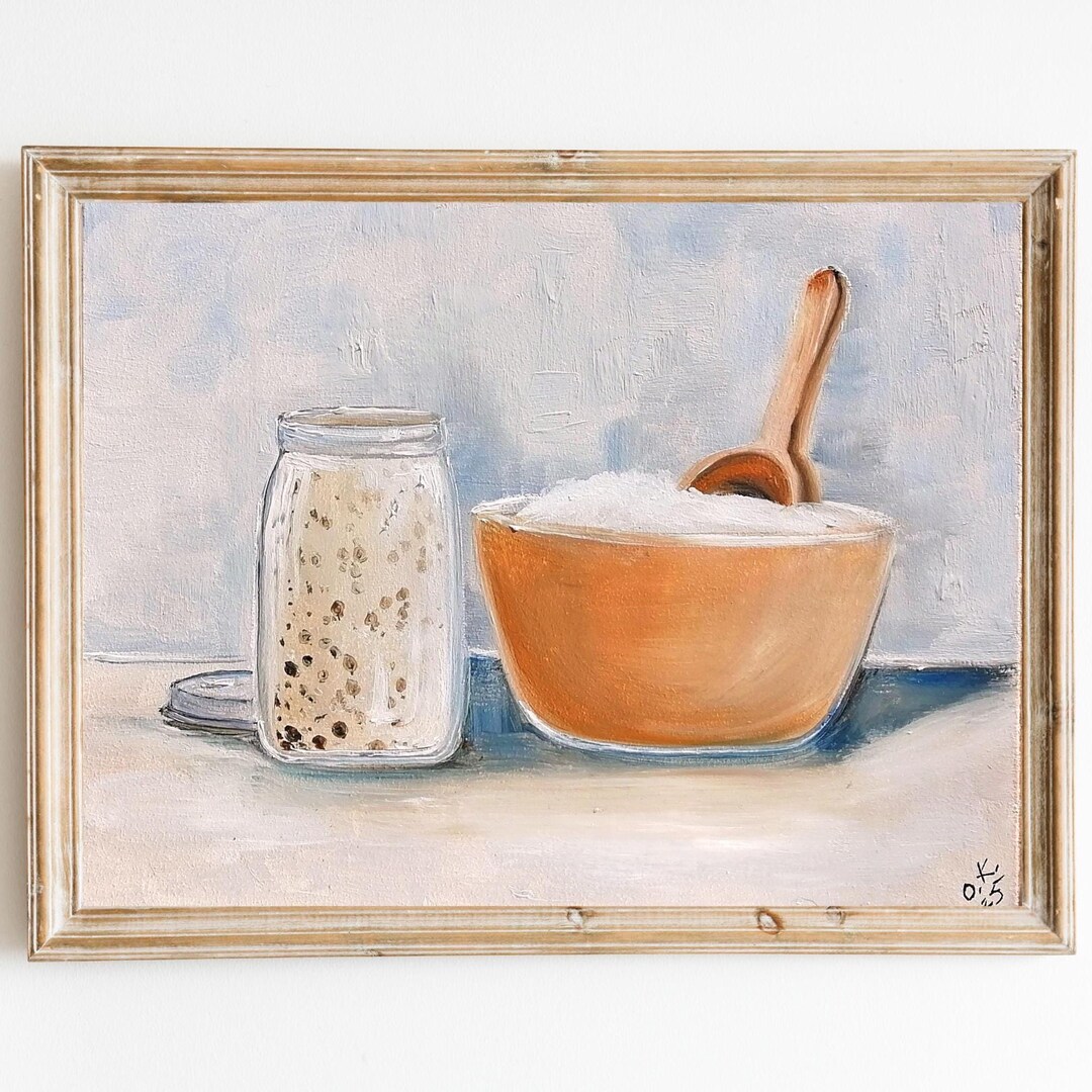 Bread Making Painting Original Kitchen Wall Art Still Life Oil Painting ...