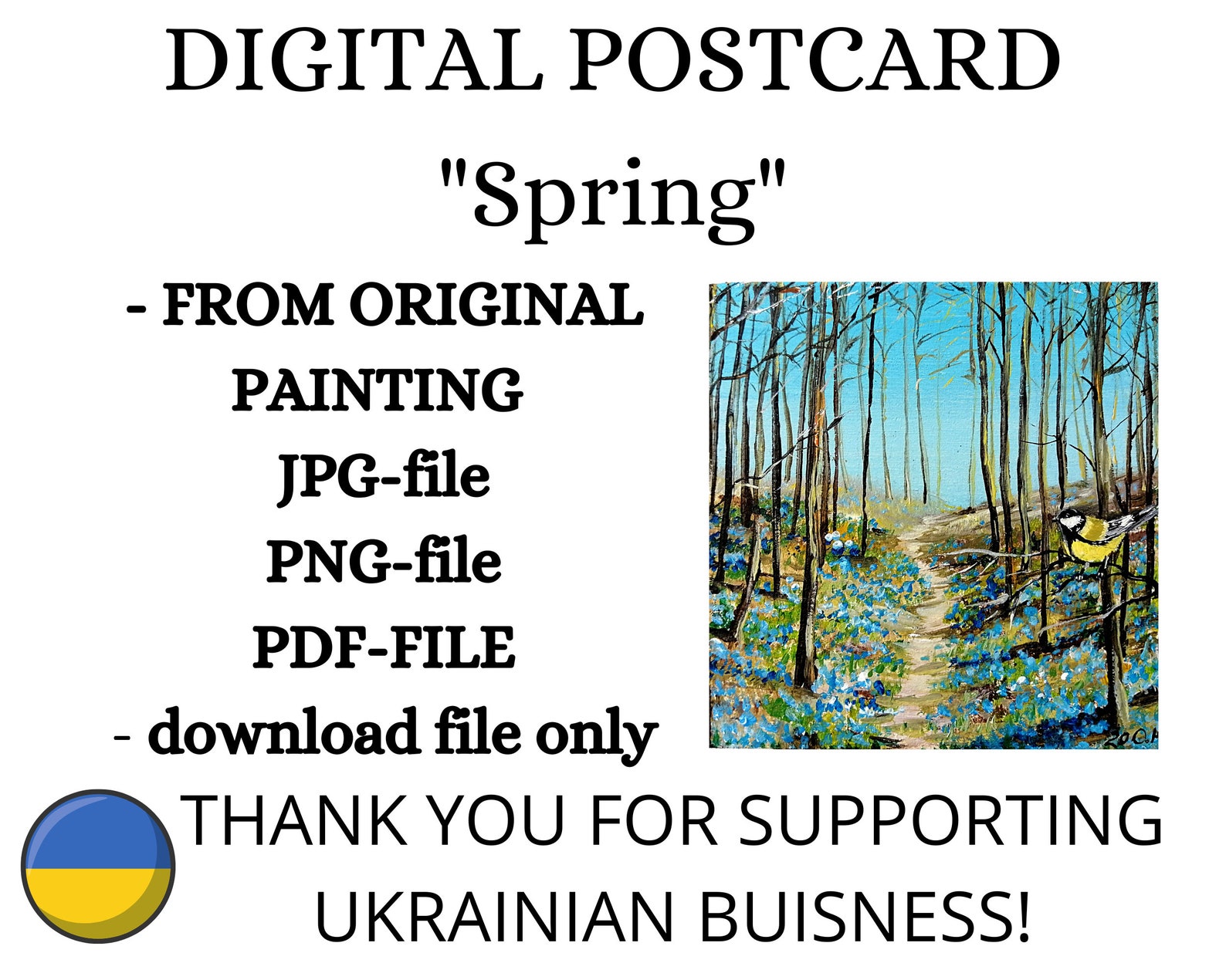 DIGITAL Printable Postcard 4x4 Spring Forest Art Landscape | Etsy