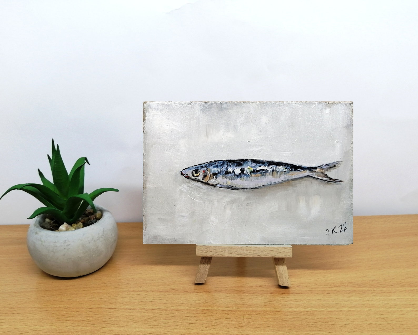 Sardine Art Original Painting Sardines Still Life Oil Painting ...
