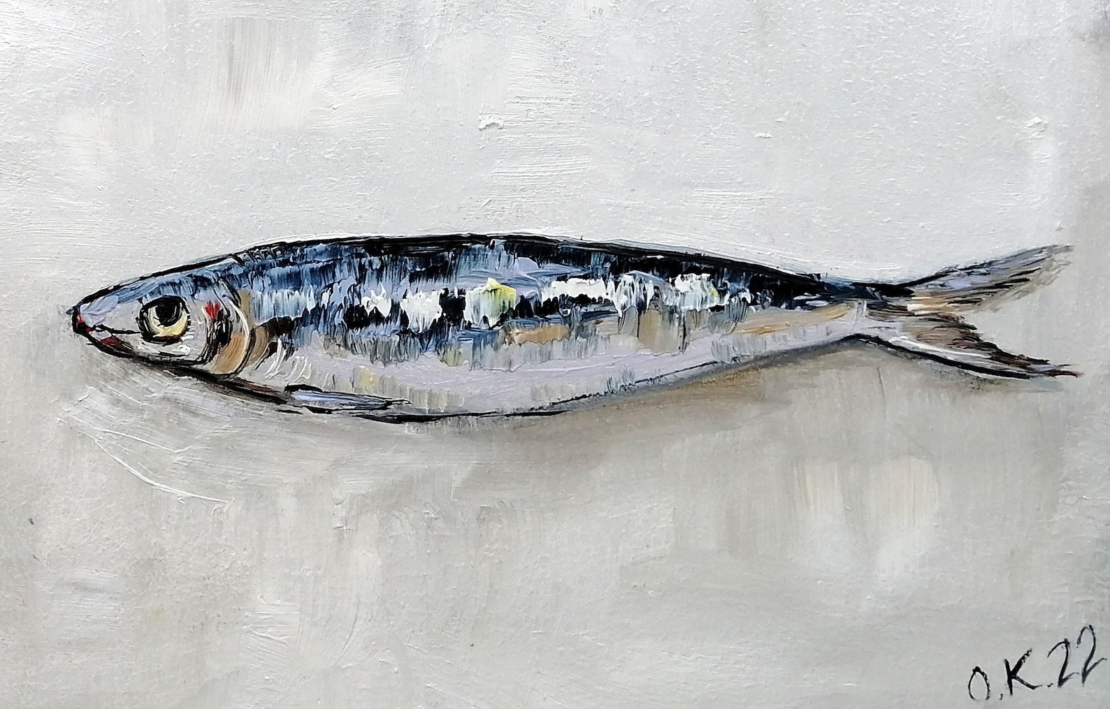 Sardine Art Original Painting Sardines Still Life Oil Painting ...