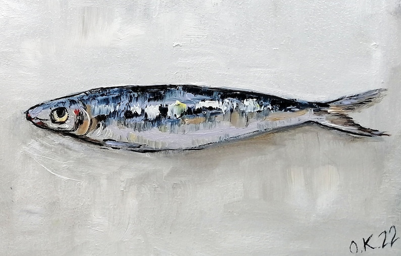 Sardine Art Original Painting Sardines Still Life Oil Painting - Etsy