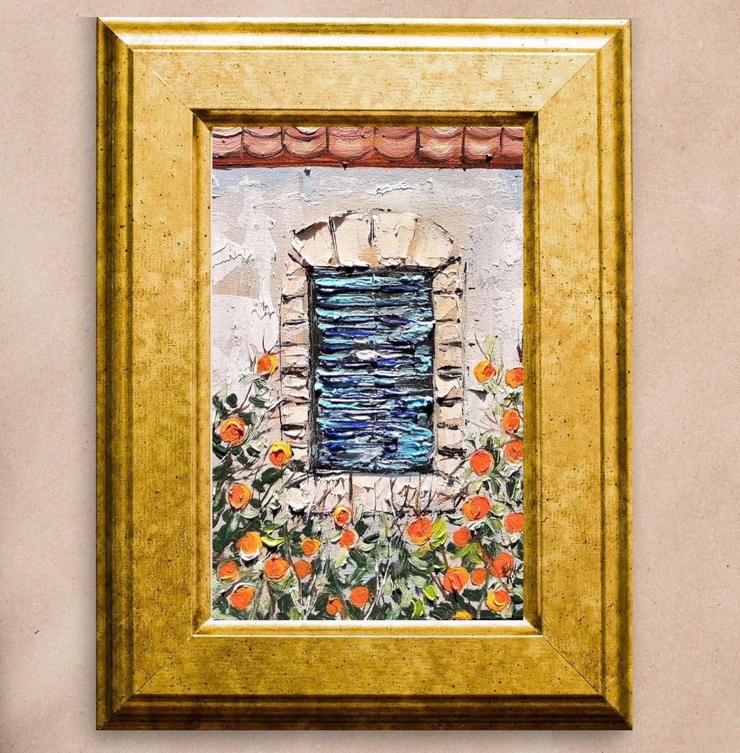 Italian Emerald Window Oil Painting Orange Tree Clementine Art Original ...