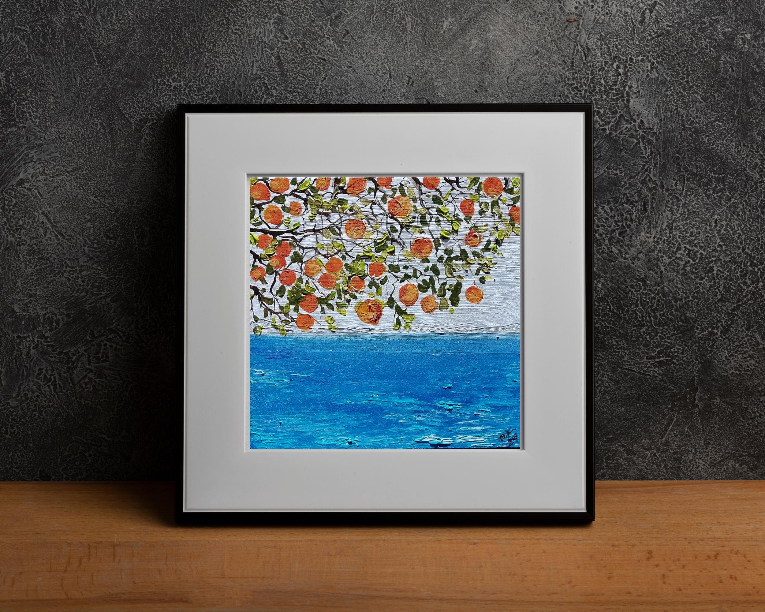 Italian Orange Tree Oil Painting: Mediterranean Seascape Art, 6x6" - Etsy