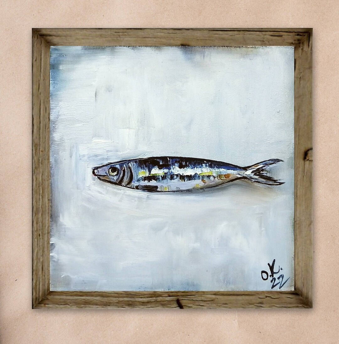 Sardine Art Original Painting Sardines Still Life Oil Painting ...