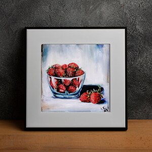 Strawberry Painting Original Miniature Art Small Still Life Oil ...